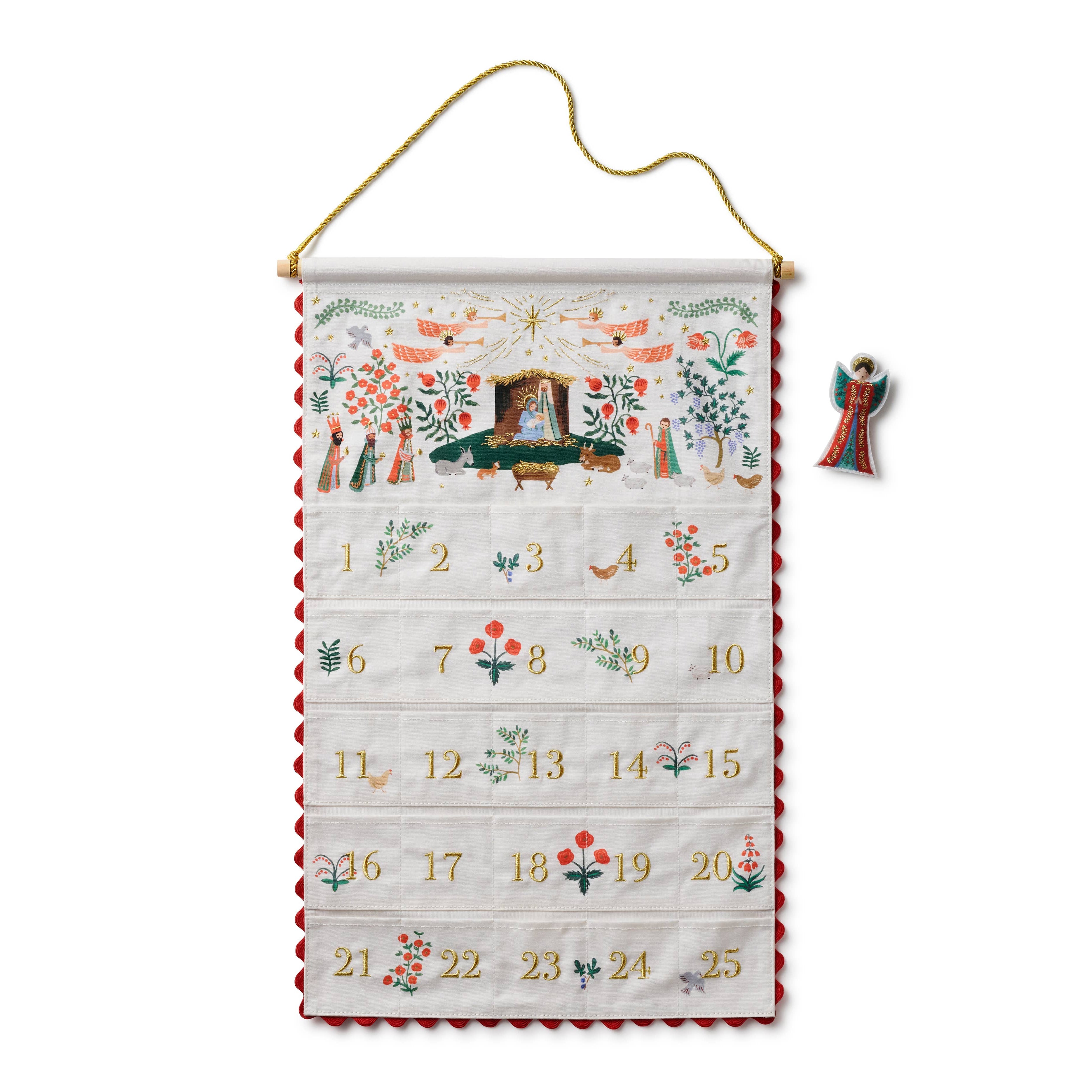 Nativity Embroidered Hanging Advent Calendar – Crossroads Collective