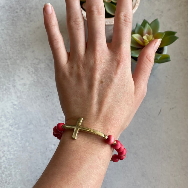 Beaded Cross Bracelet – Crossroads Collective