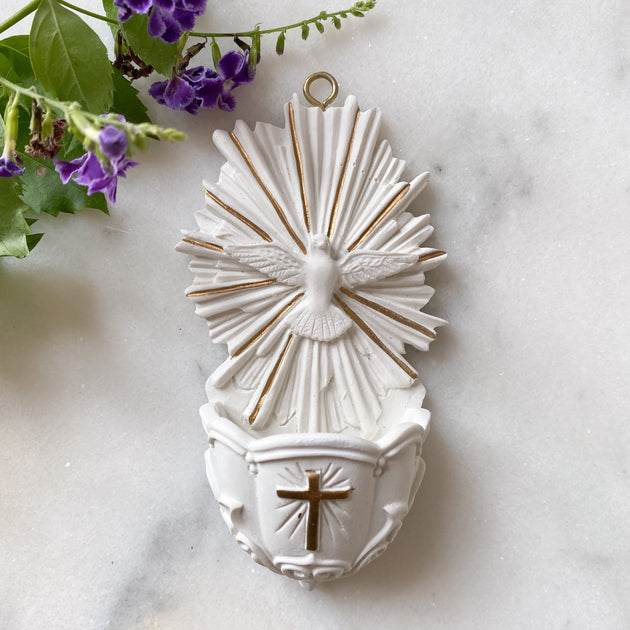 White and Gold Holy Spirit Font – Crossroads Collective